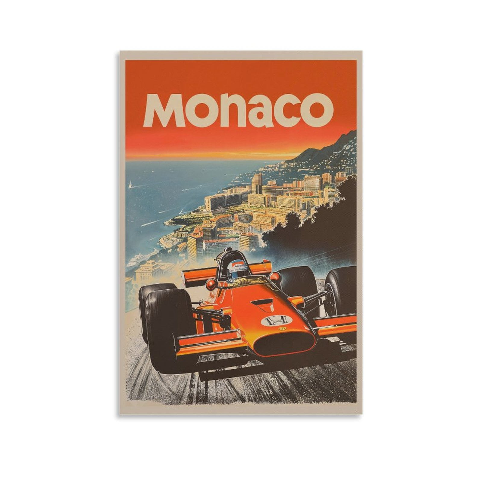 Retro F1 Monaco Grand Prix Poster Formula One Nostalgic Classic Racing ...