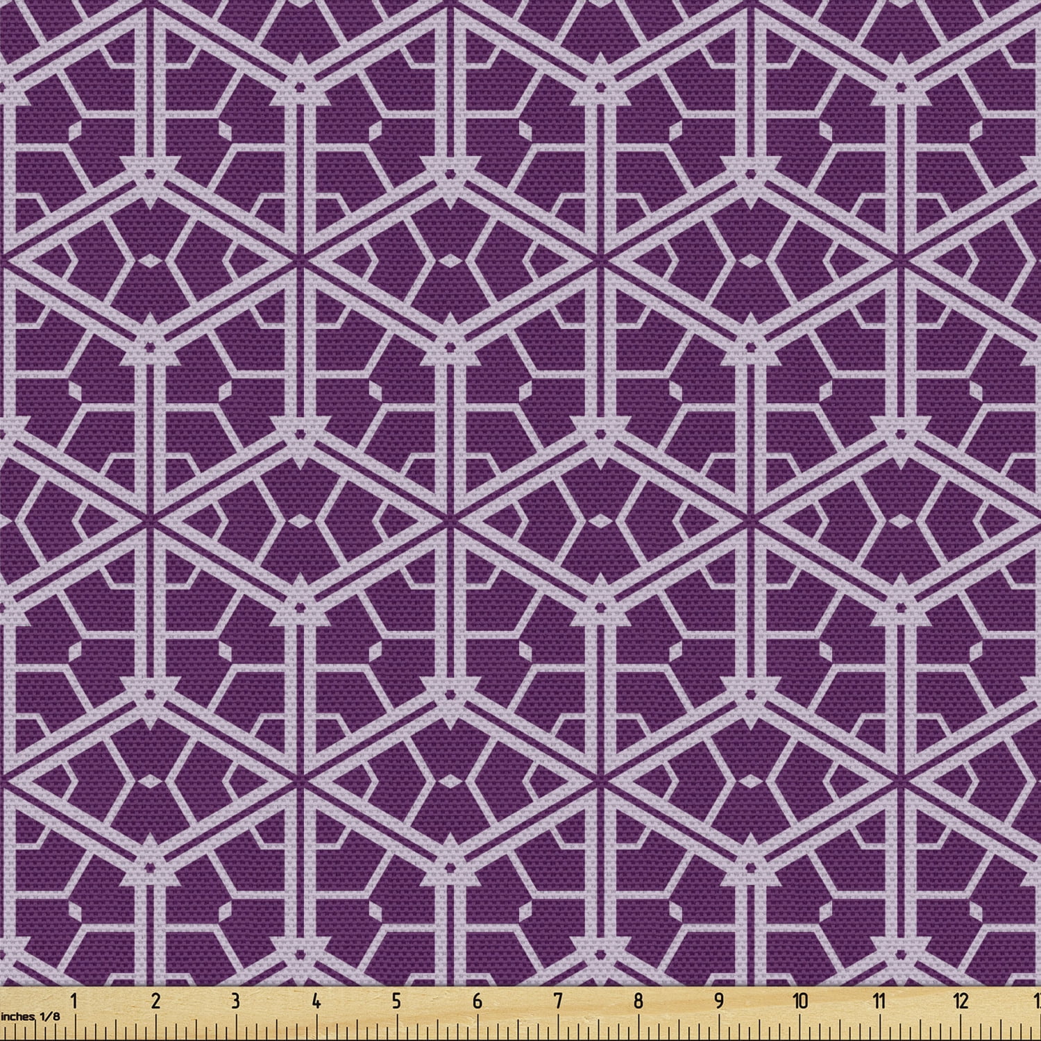 Ambesonne Retro Fabric by the Yard Upholstery, Abstract Trellis Purple ...