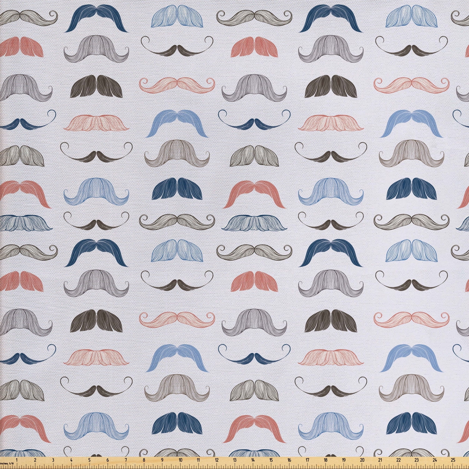 Ambesonne Retro Fabric by the Yard Upholstery, Colorful Moustache ...