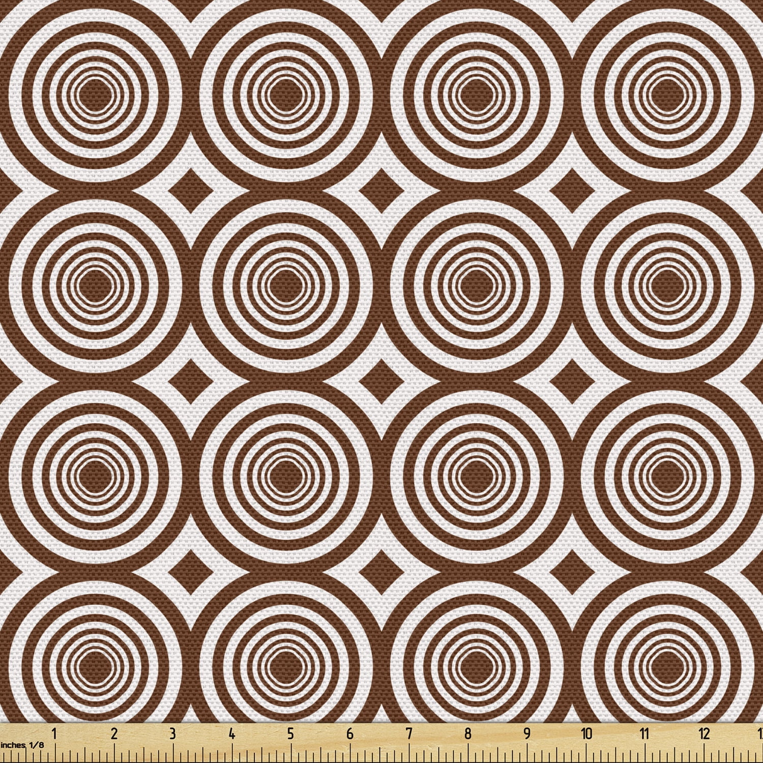 Ambesonne Retro Fabric by the Yard Upholstery, Circular Rings Spirals ...