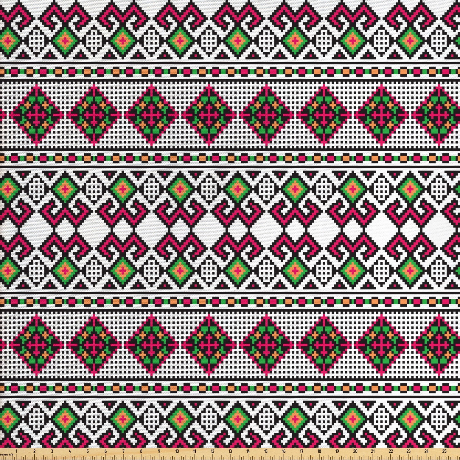 Ambesonne Retro Fabric by the Yard Upholstery, Ukrainian Traditional ...