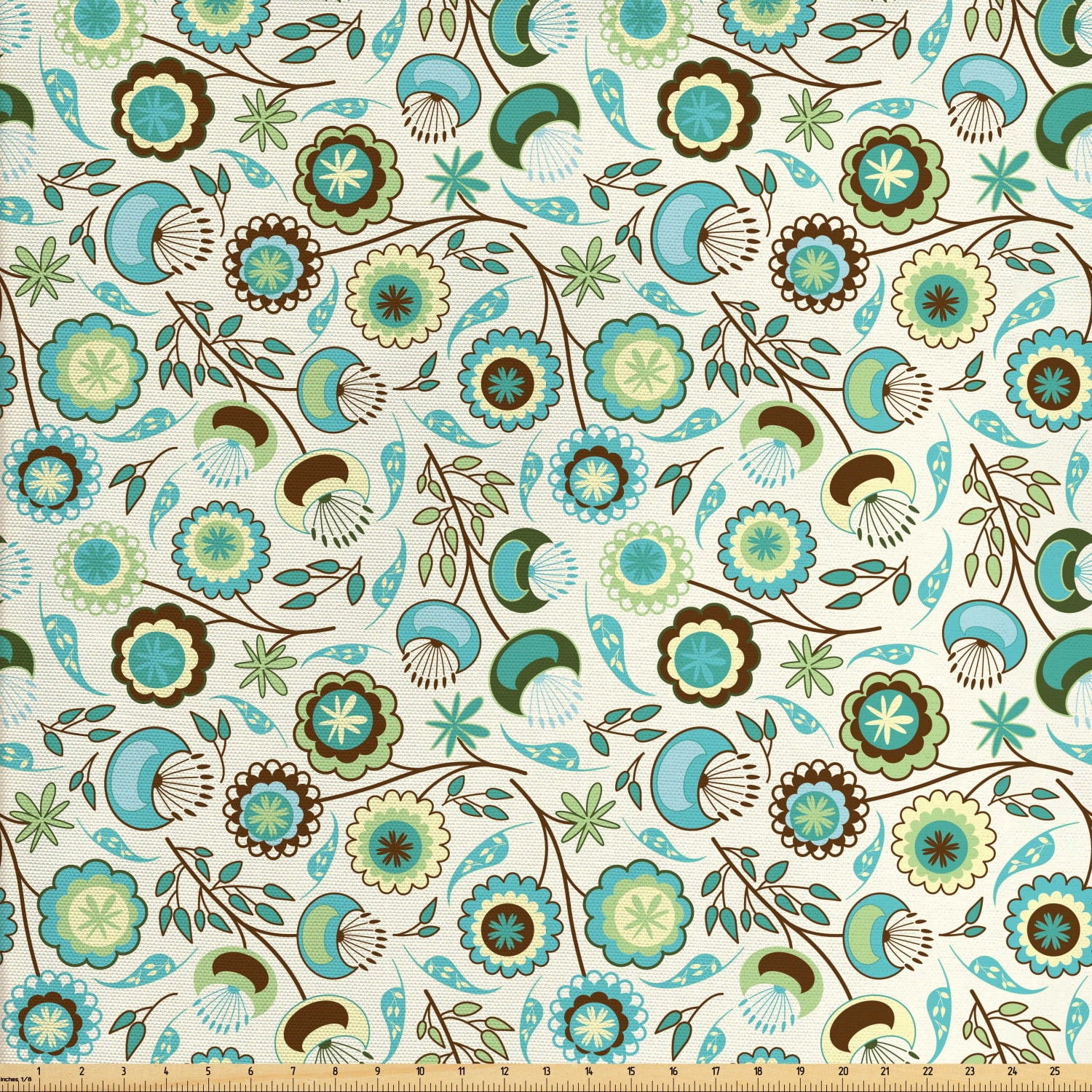 Ambesonne Floral Fabric by the Yard Upholstery, Pastel Nature, 5 Yards ...