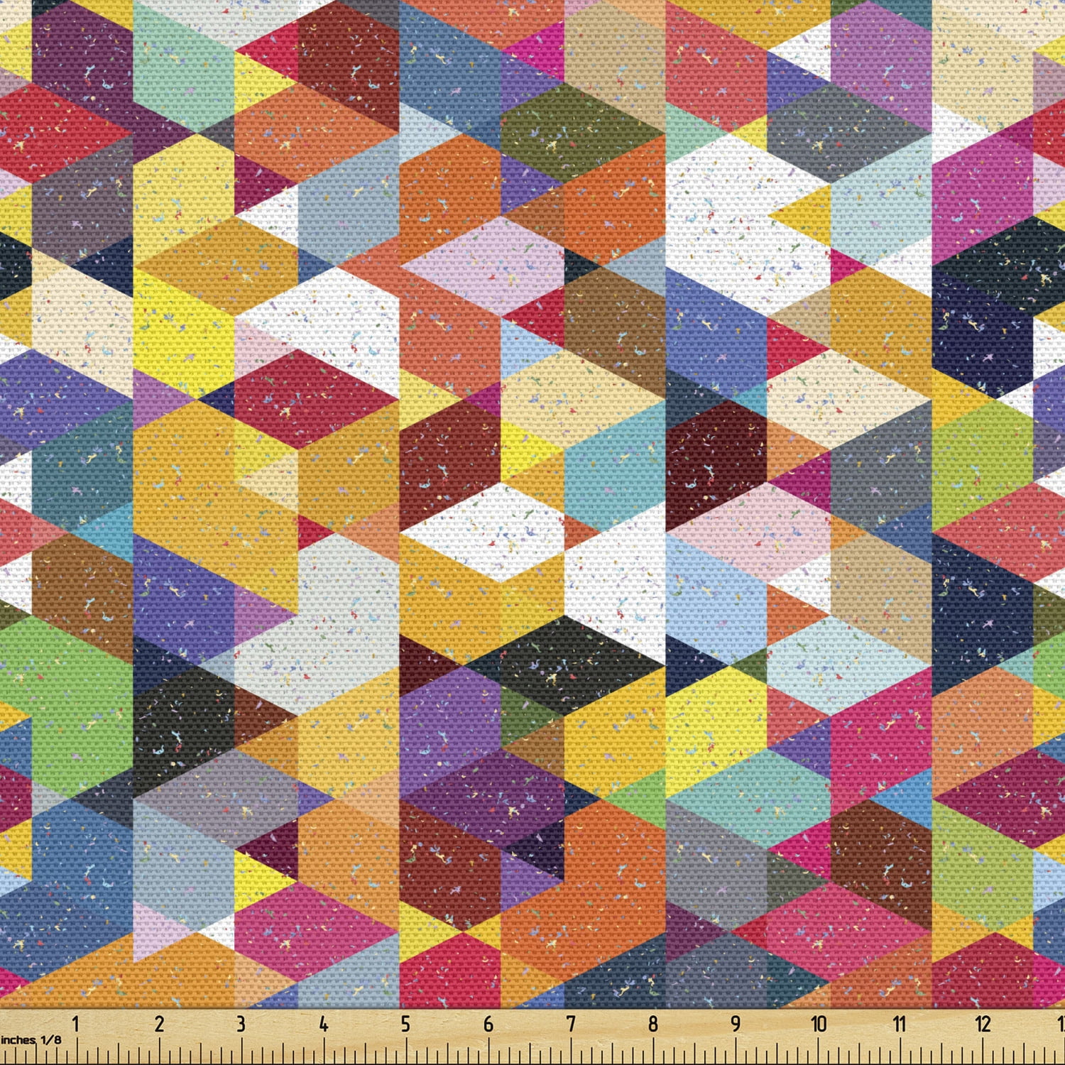 Ambesonne Retro Fabric by the Yard Upholstery, Lively Triangular ...