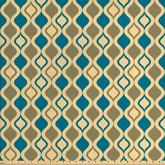 Ambesonne Retro Fabric by the Yard Upholstery, Vertical Ogee Shapes ...