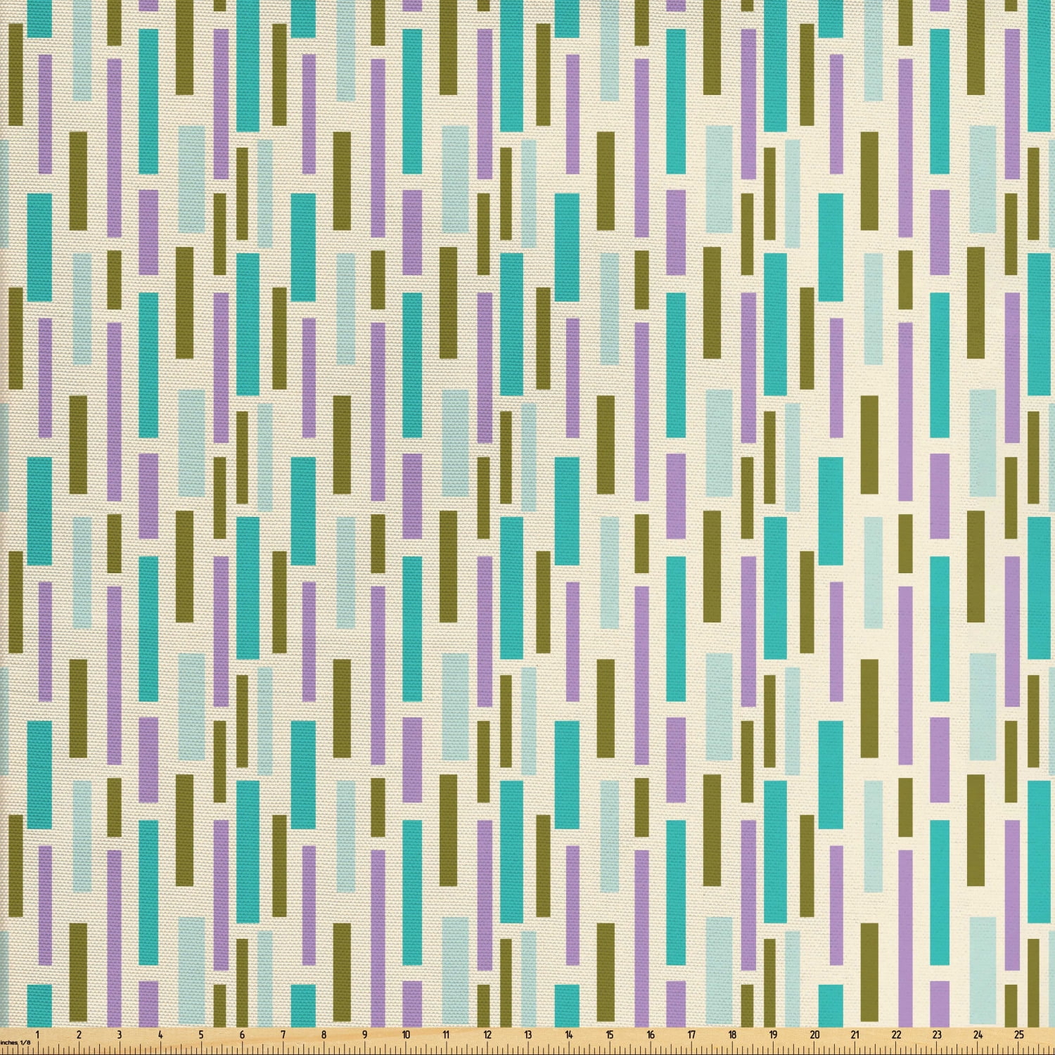 Ambesonne Retro Fabric by the Yard Upholstery, Vertical Irregular Bars ...