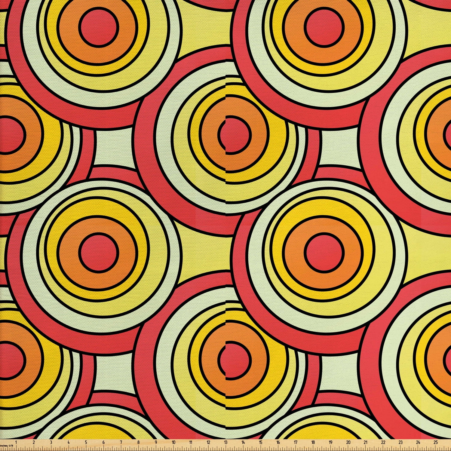 Ambesonne Retro Fabric by the Yard Upholstery, Circles in Warm Pastel ...