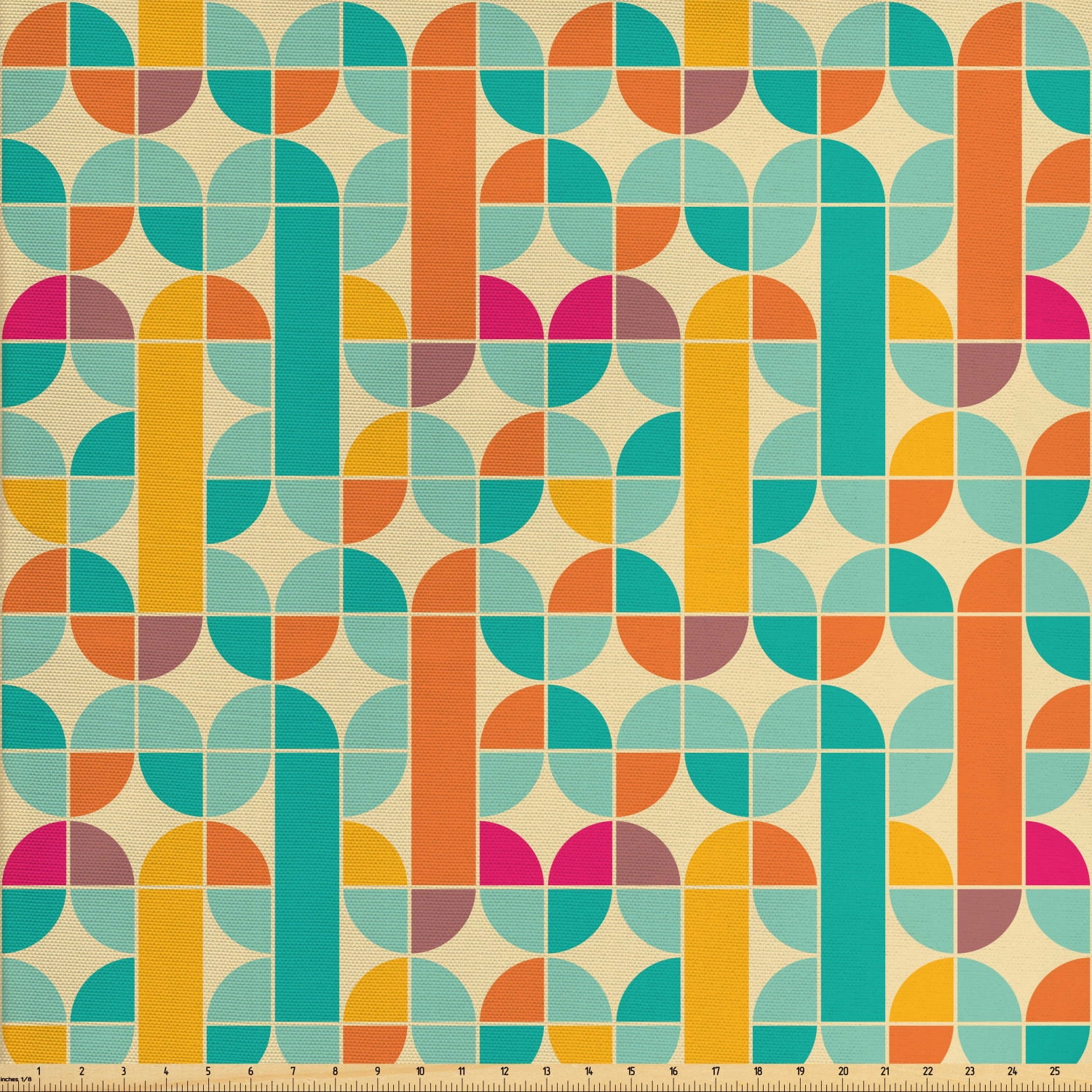 Ambesonne Retro Fabric by the Yard Upholstery, Funky Mosaic Forms, 3 ...