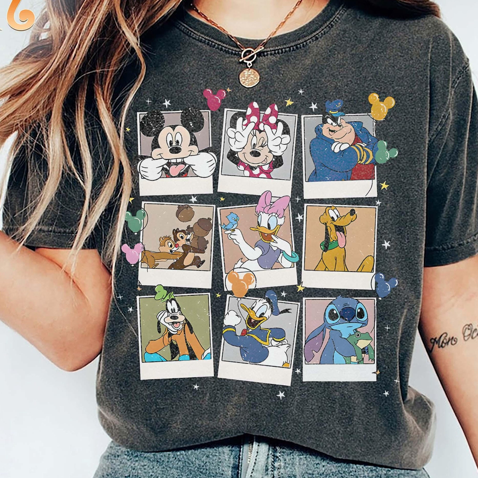 Retro Faded Cartoon Character Photo Grid Comfort Colors Shirt, Vacation ...