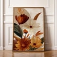Retro Fall Floral Print: Burnt Orange Botanical Art Unframed Paper ...