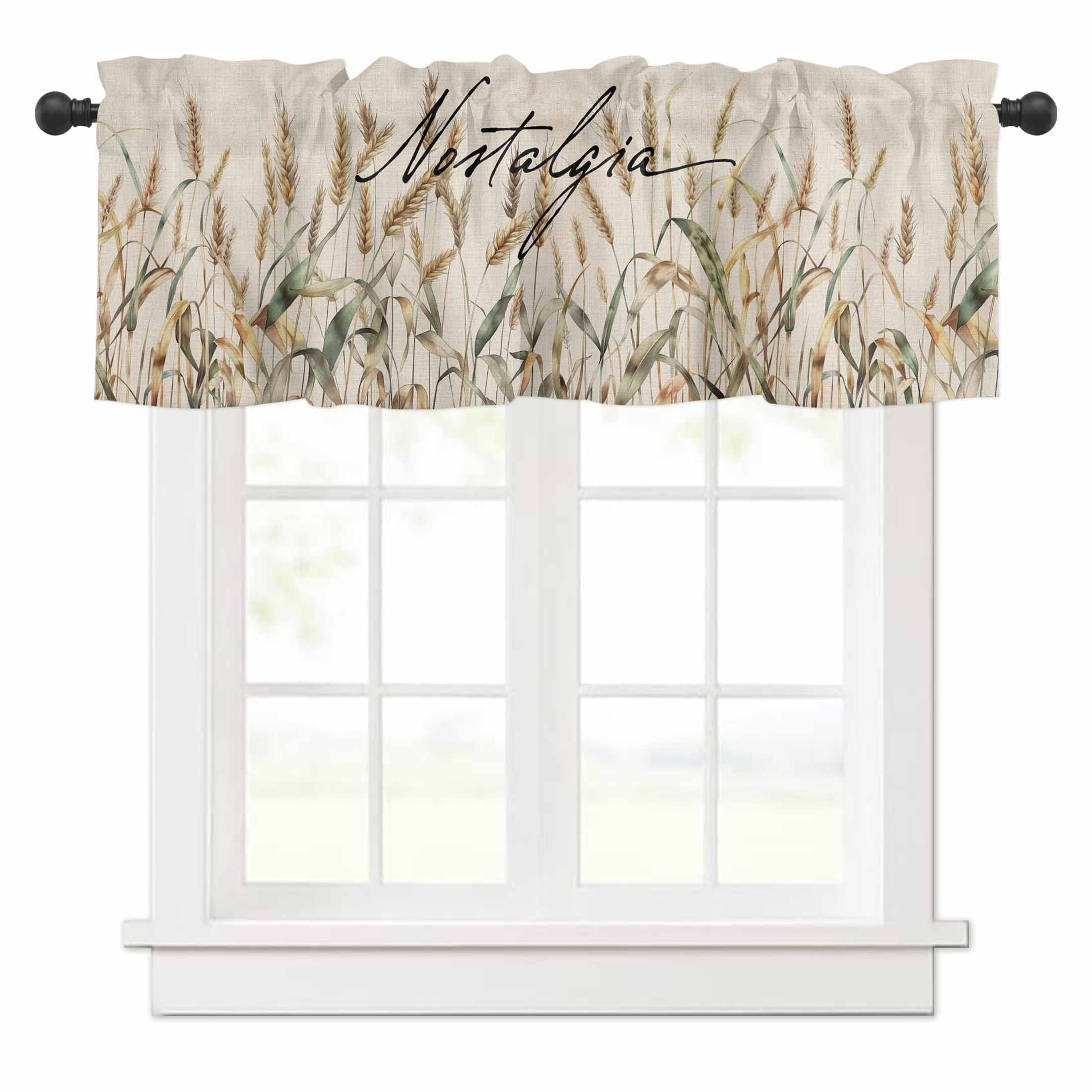 Retro Fall Valances for Windows Simple Wheat Hand Painting Nostalgia ...