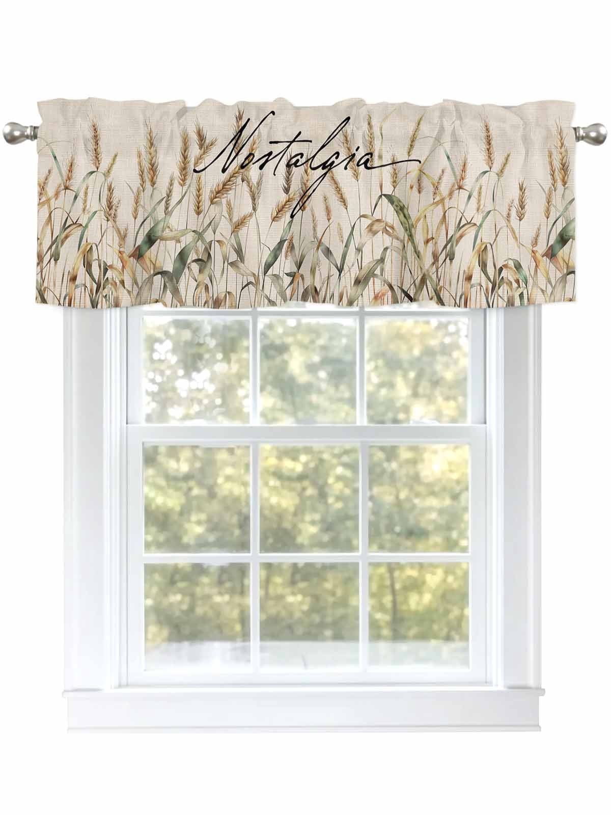 Retro Fall Valances for Windows Simple Wheat Hand Painting Nostalgia ...