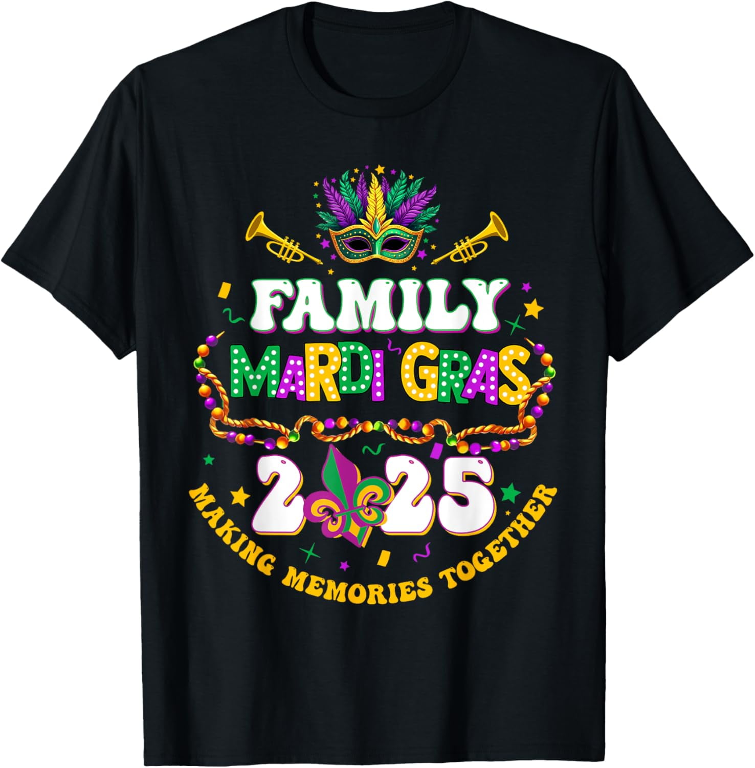 Retro Family Mardi Gras 2025 Matching Mardi Gras New Orleans T-Shirt ...