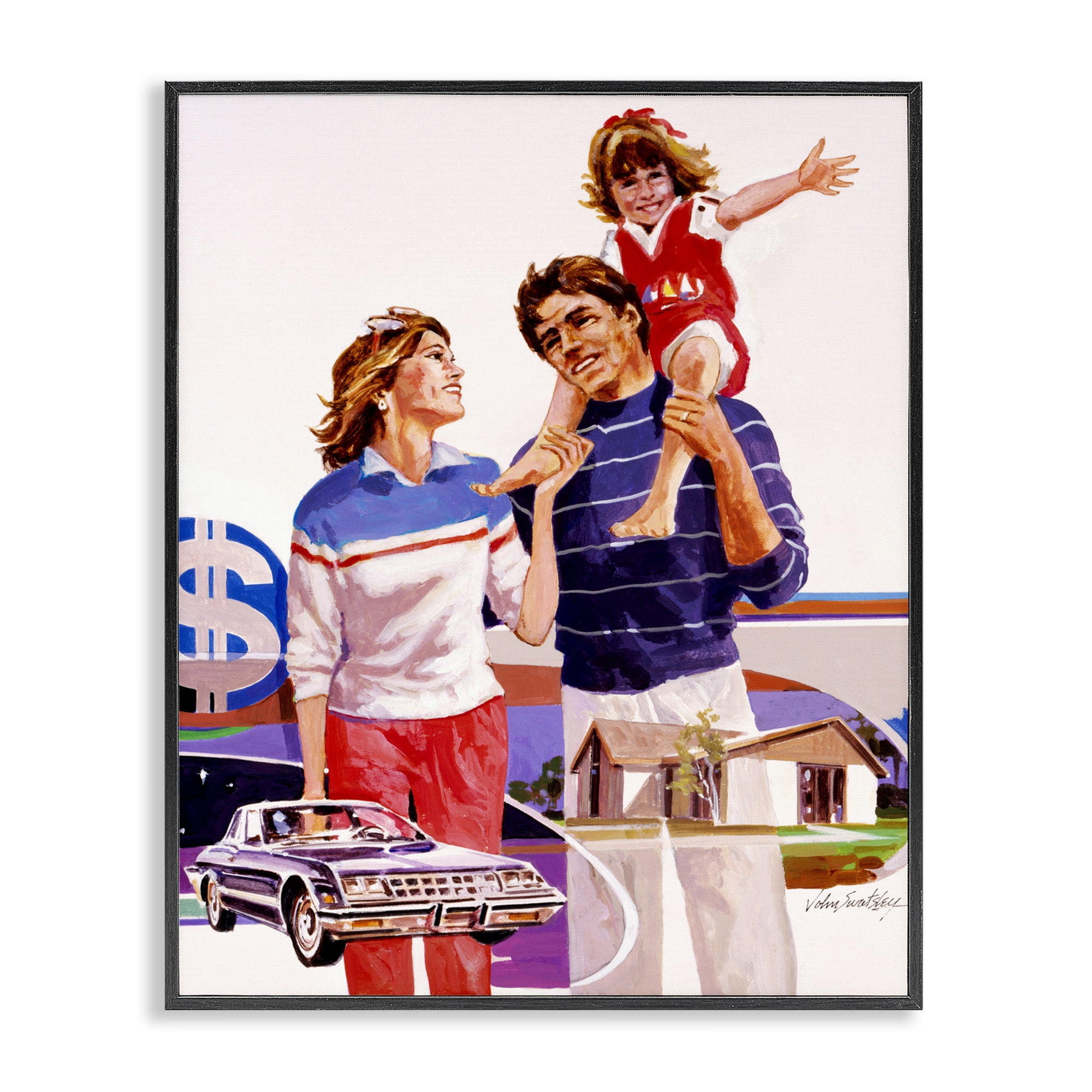 Retro Family Nostalgia Portrait Black Framed Giclee Art, design by Wind ...