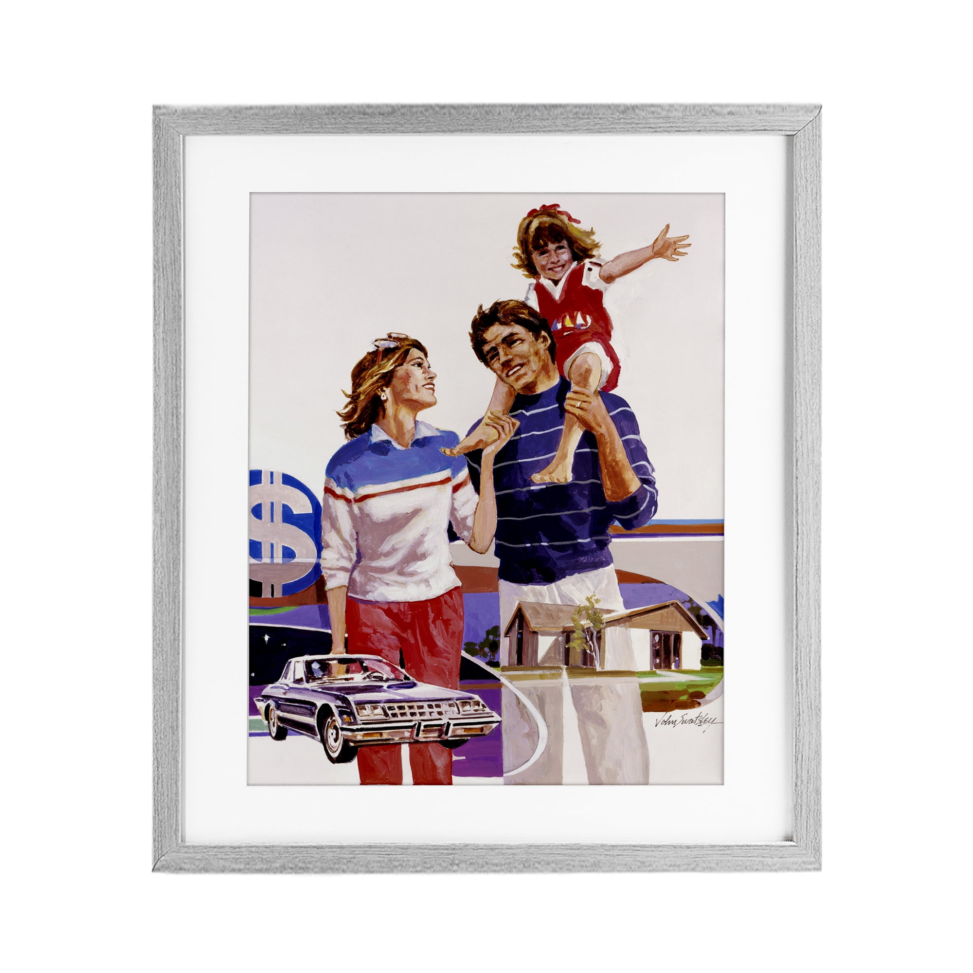 Retro Family Nostalgia Portrait Gray Framed Print Under Glass, design ...
