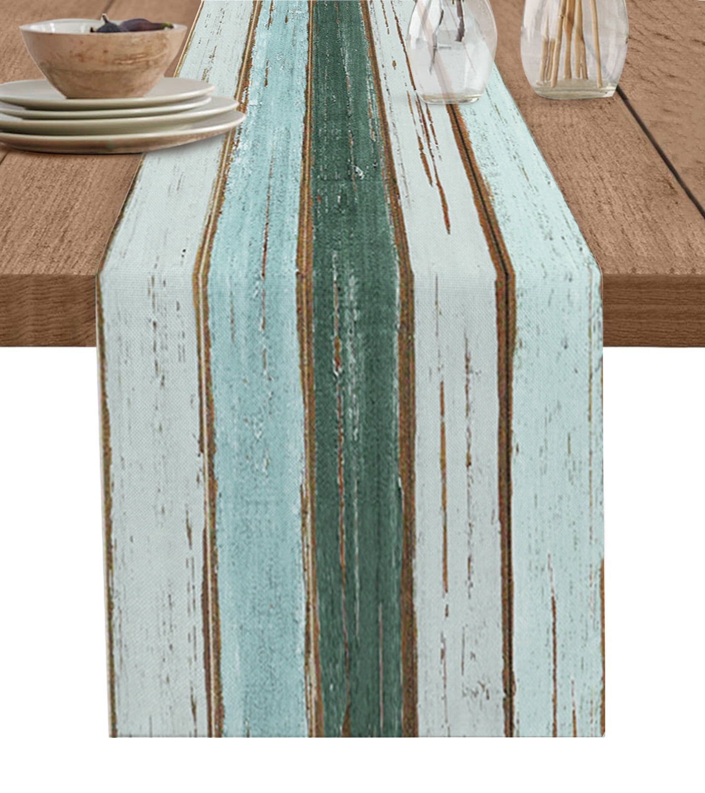 Retro Farm Barn Orange Yellow Gray Gradient Table Runner ration Home r ...