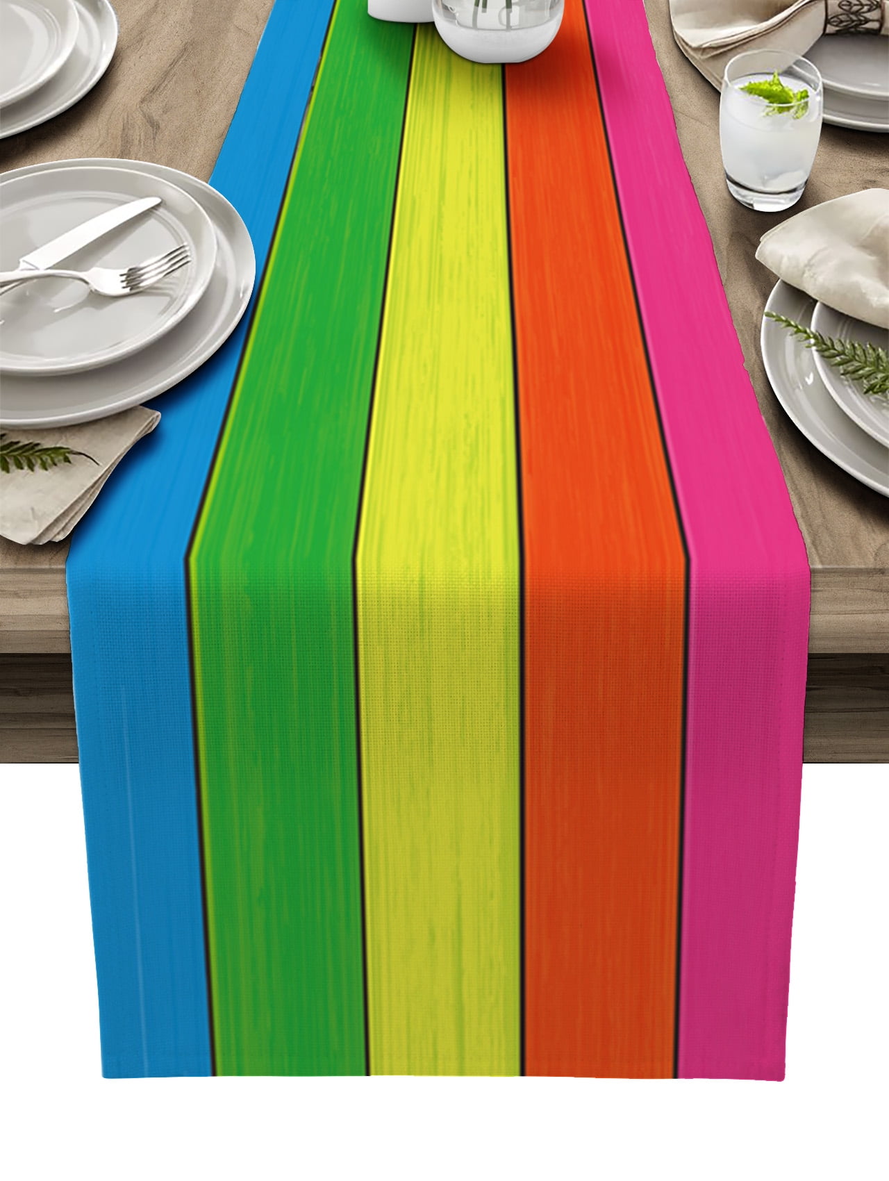 Retro Farm Barn Orange Yellow Gray Gradient Table Runner ration Home r ...