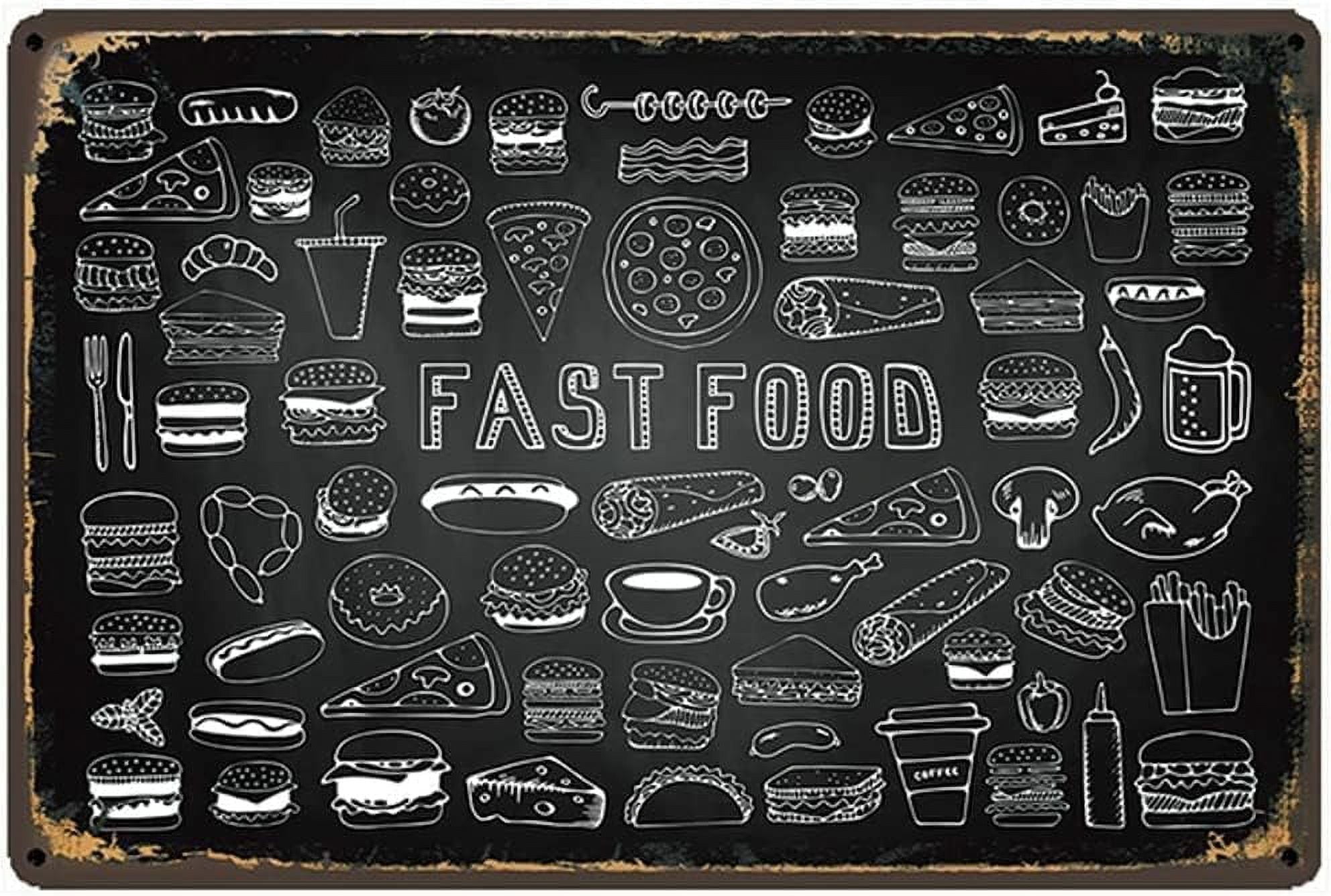 Retro Fast Food Tin Metal Signs Wall Art Thick Tinplate Poster Wall ...
