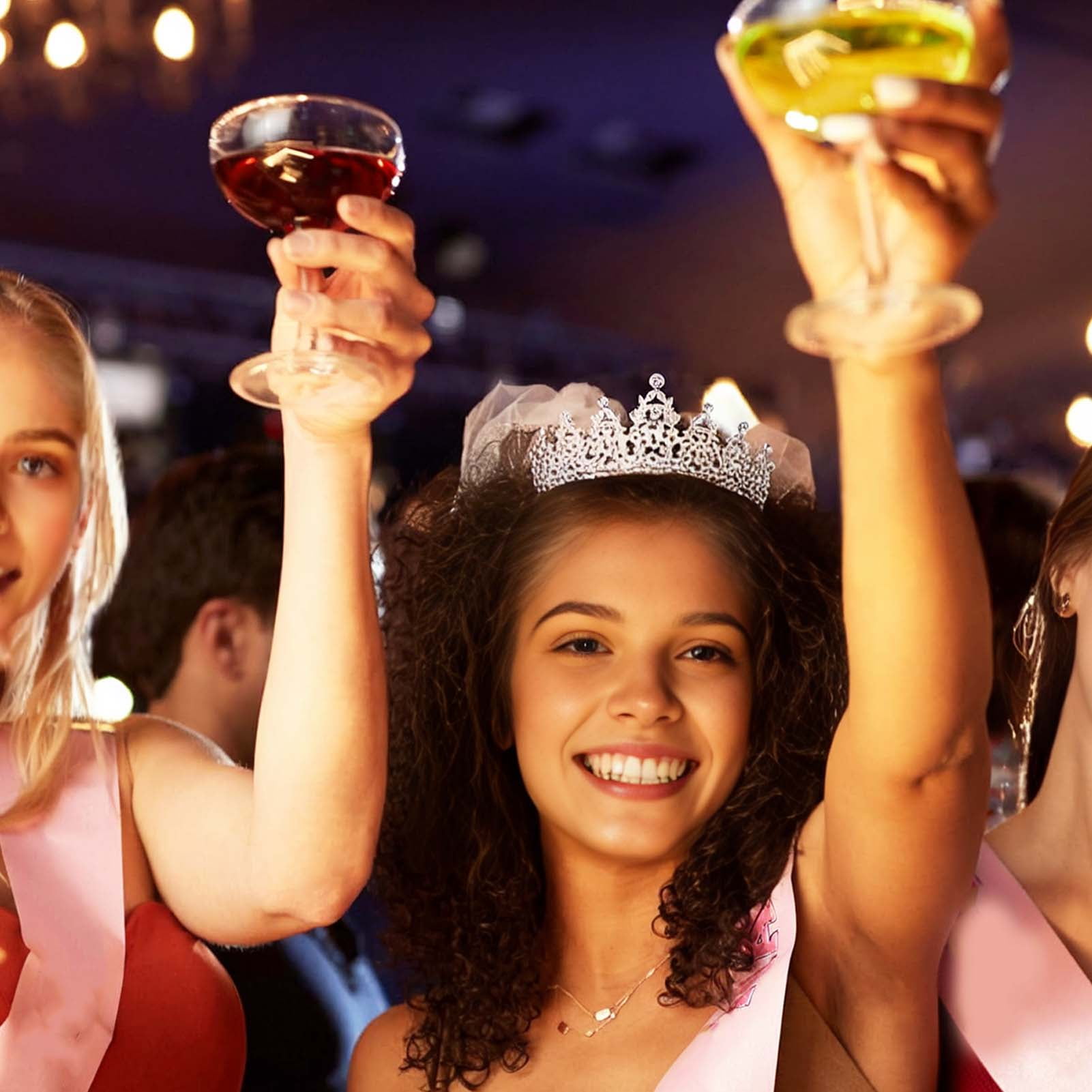 Retro Faux Crystal Crown Wedding Bridal Tiara Queen Crown Curved Ends ...