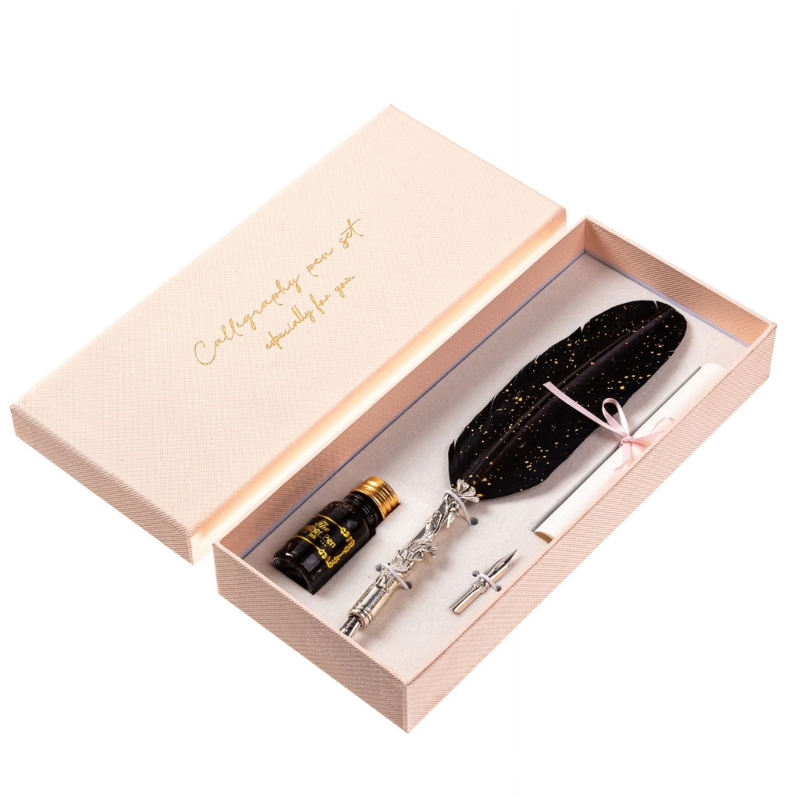 Retro Feather Dip Pen Kits with Replacement Pen Nib and Ink, Antique ...