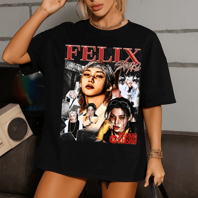 Retro Felix Stray kids T-Shirt, Karma Album Shirt, Stray Kids dominATE ...