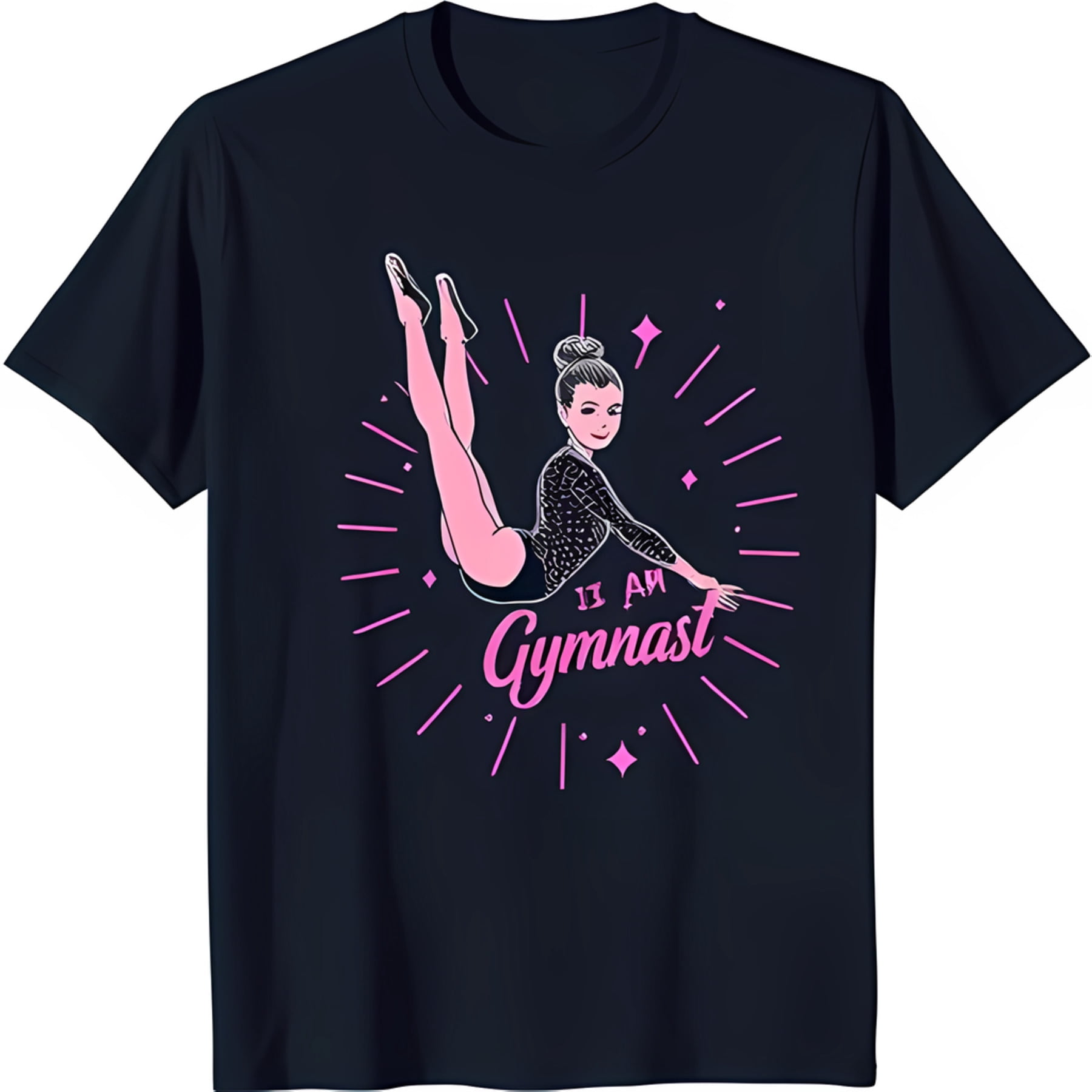 Retro Female Gymnast Backbend T-Shirt Dark Blue with Pink & 'I am a ...