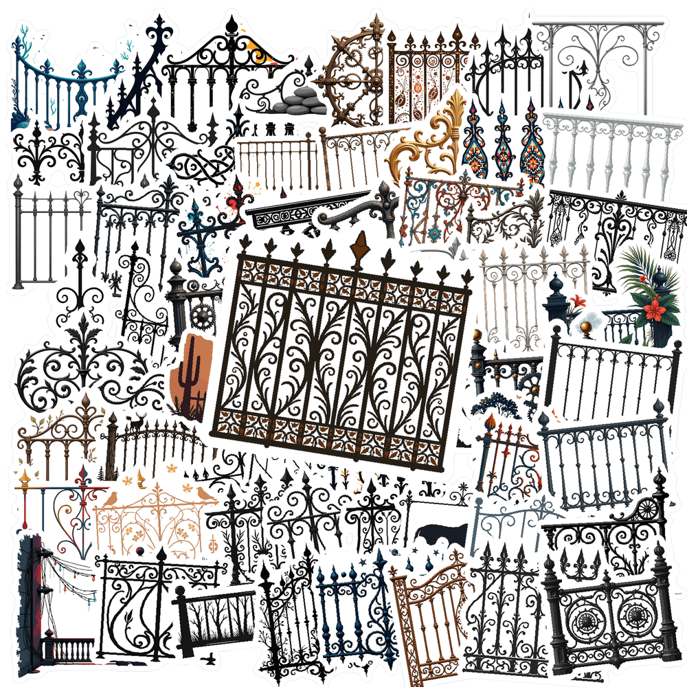 Retro Fence Theme Stickers, Waterproof Fence Theme Sticker for Water ...