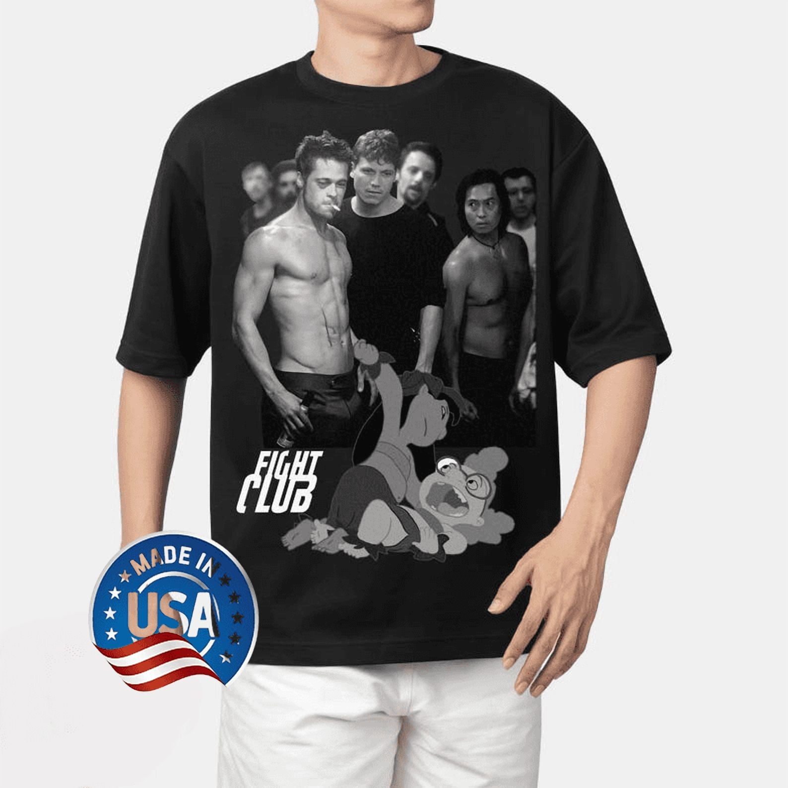 Retro Fight Club Ft Lilo Graphic Black Tee, Cotton Crew Neck, Unique ...