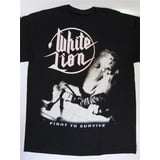Retro Fight to Survive White Lion Band Shirt Black Classic Unisex S-5XL ...