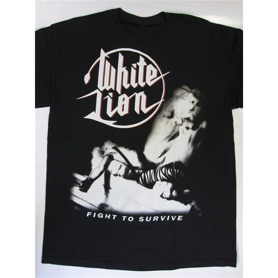 Retro Fight to Survive White Lion Band Shirt Black Classic Unisex S-5XL ...