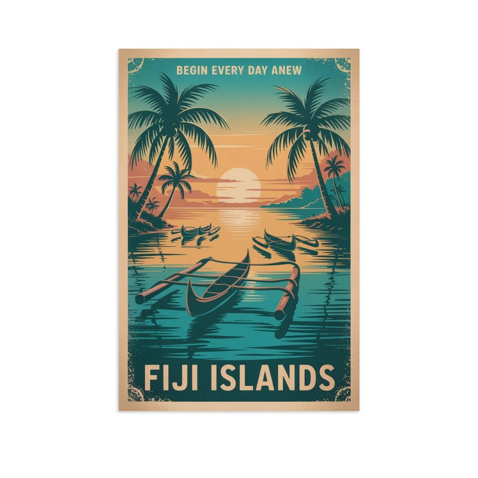 Retro Fiji Islands Poster Inspirational Motivational Vintage Travel ...