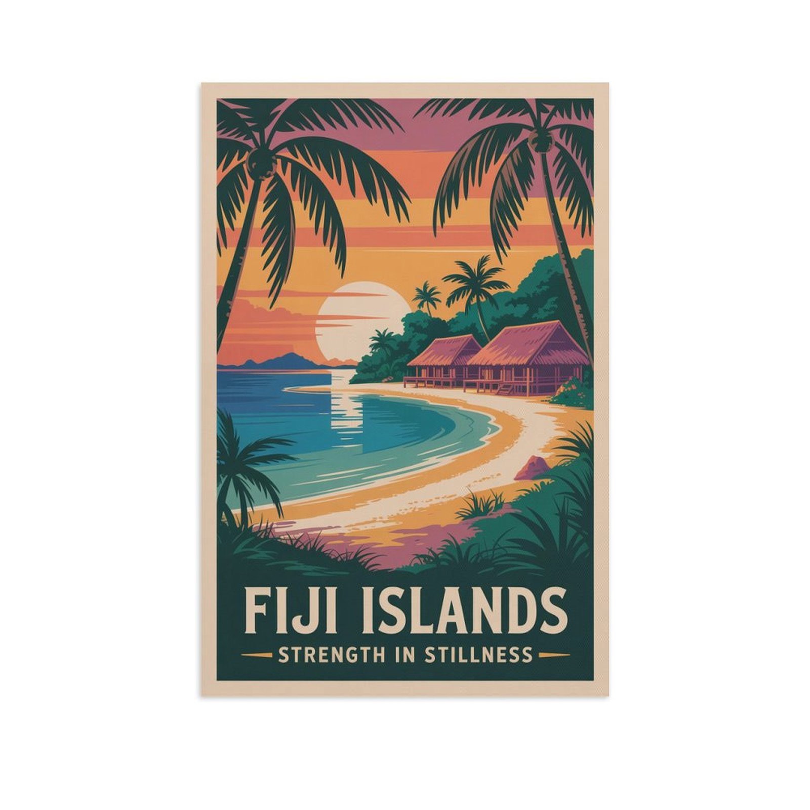Retro Fiji Islands Poster Inspirational Motivational Vintage Travel ...