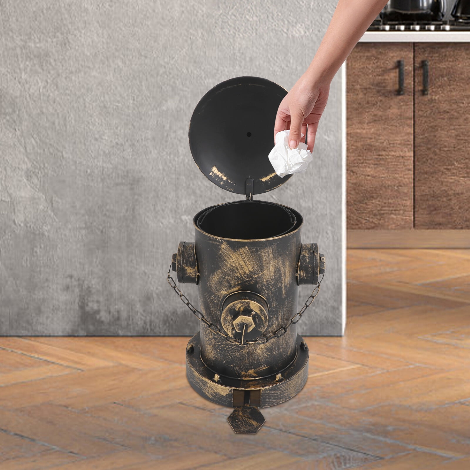 Retro Fire Hydrant Trash Can, 26*39cm Iron, Step-On Mechanism ...
