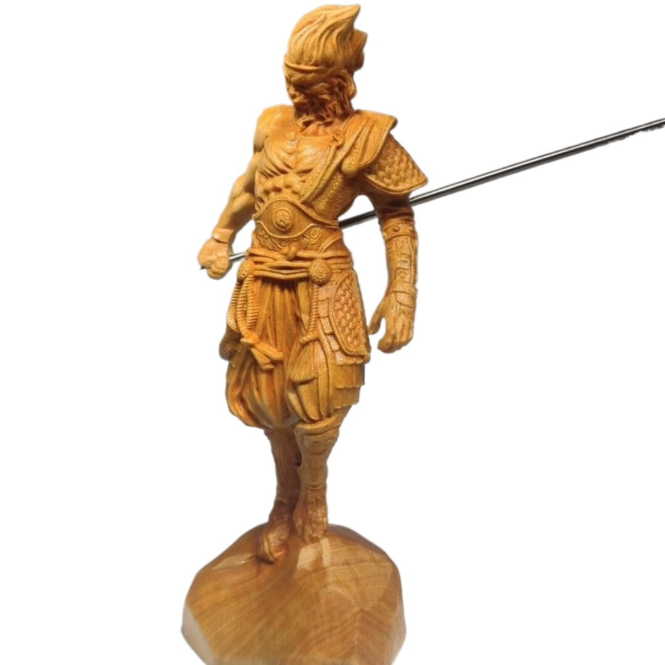 Retro Fire Monkey King Sun Wukong Wood Carving Statue, Handcrafted with ...