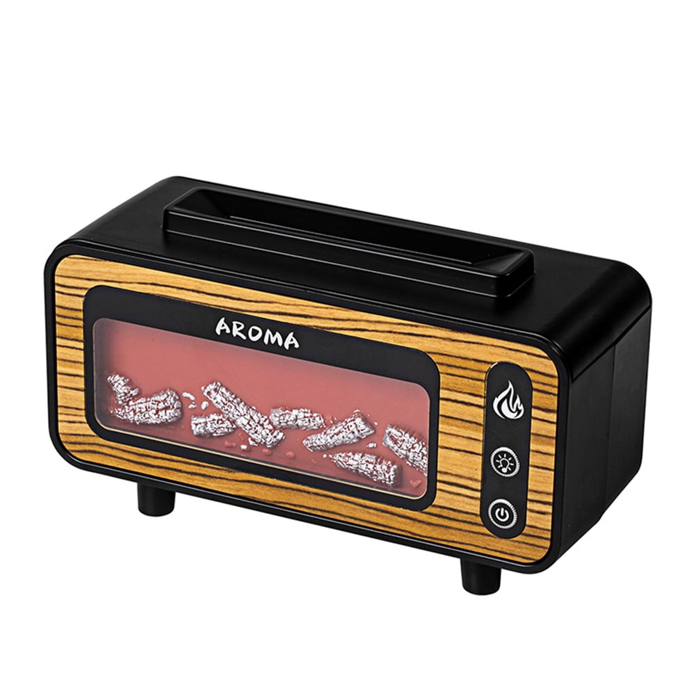 Retro Fireplace Flame Diffuser: 200ML Quiet Essential Oil Humidifier ...