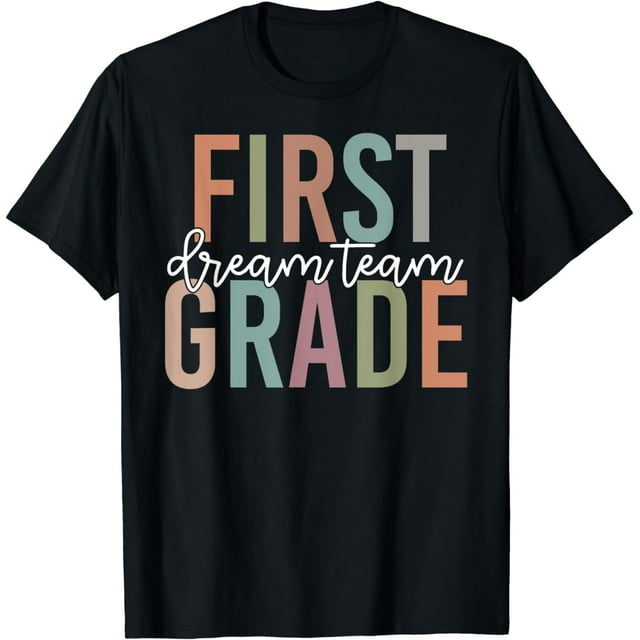 Retro First Grade Dream Team Groovy Teacher Back to School T-Shirt ...