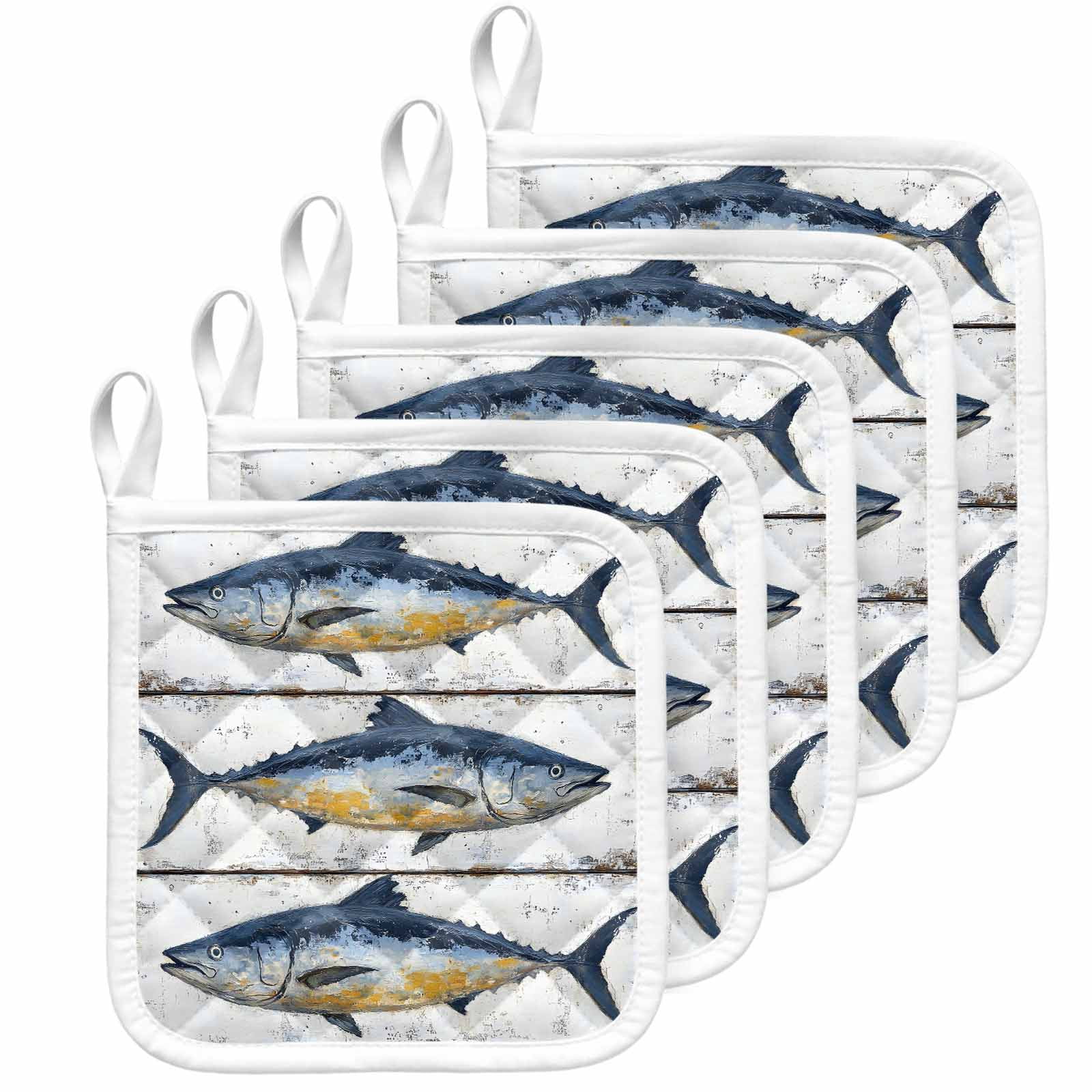Retro Fish Coastal Pot Holders for Kitchen Heatproof Potholder, 5 Pack ...