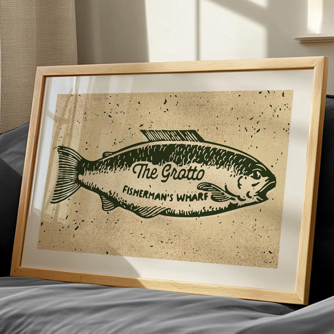 Retro Fish Grotto Print Fishing Wharf Poster Fish Art Home Office Decor ...
