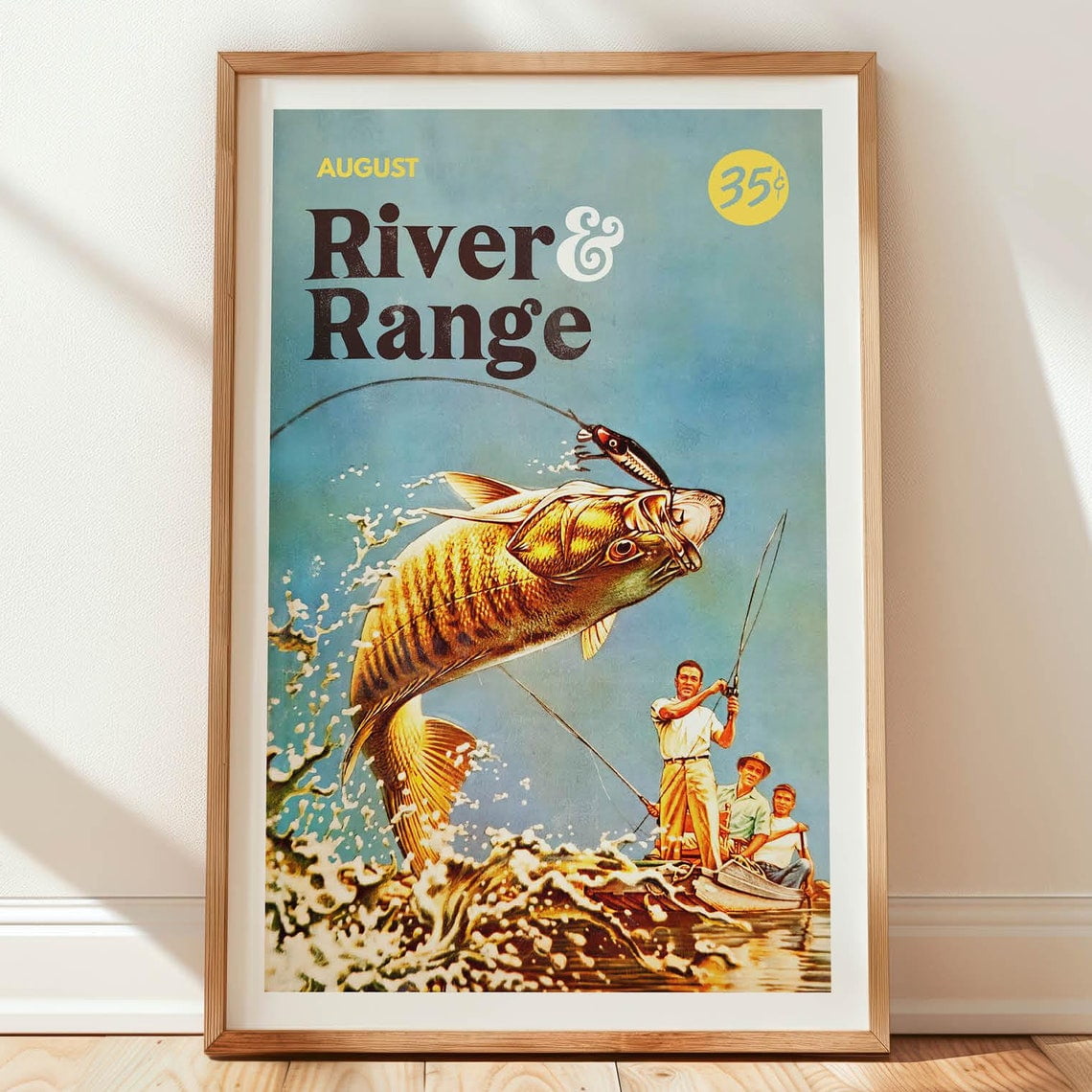 Retro Fishing Art Print Bass Fishing Gift For Fisherman Wall Decor ...