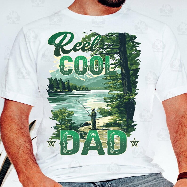 Retro Fishing Dad Tee, Reel Cool Dad Shirt, Fatherhood, Funny Dad, Bass ...