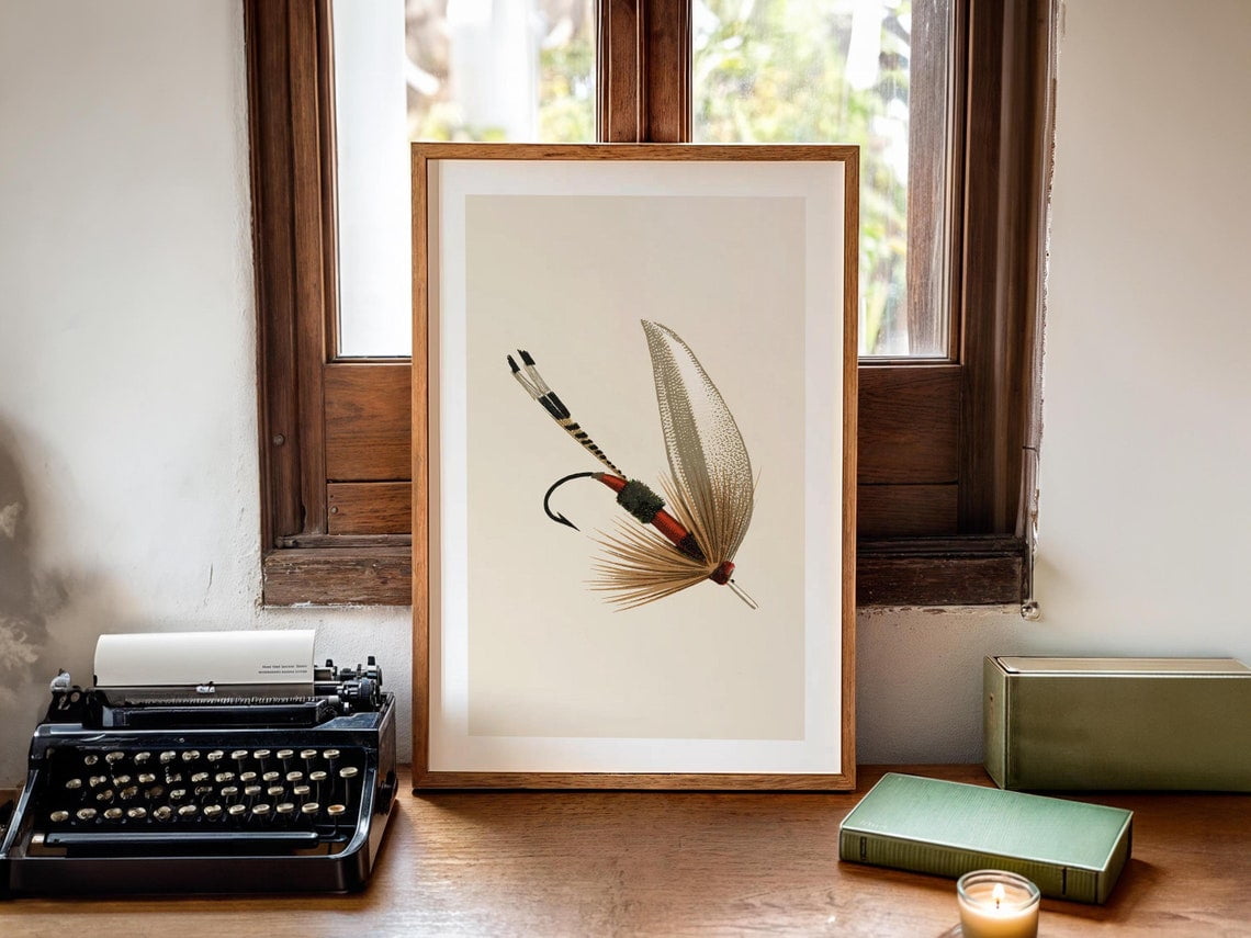 Retro Fishing Fly Print Gift For Fisherman Fly Fishing Art Poster Cabin ...