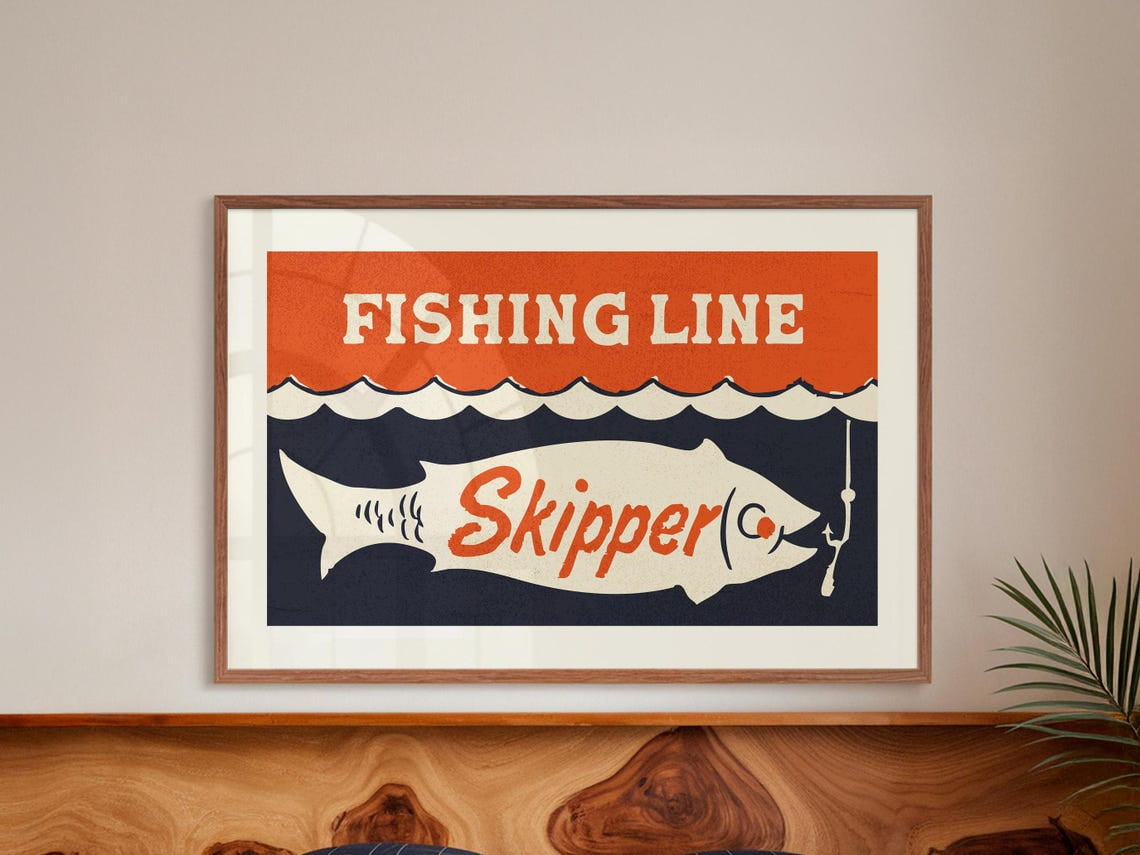 Retro Fishing Print Gift For Fisherman Fishing Tackle Art Poster Fish ...