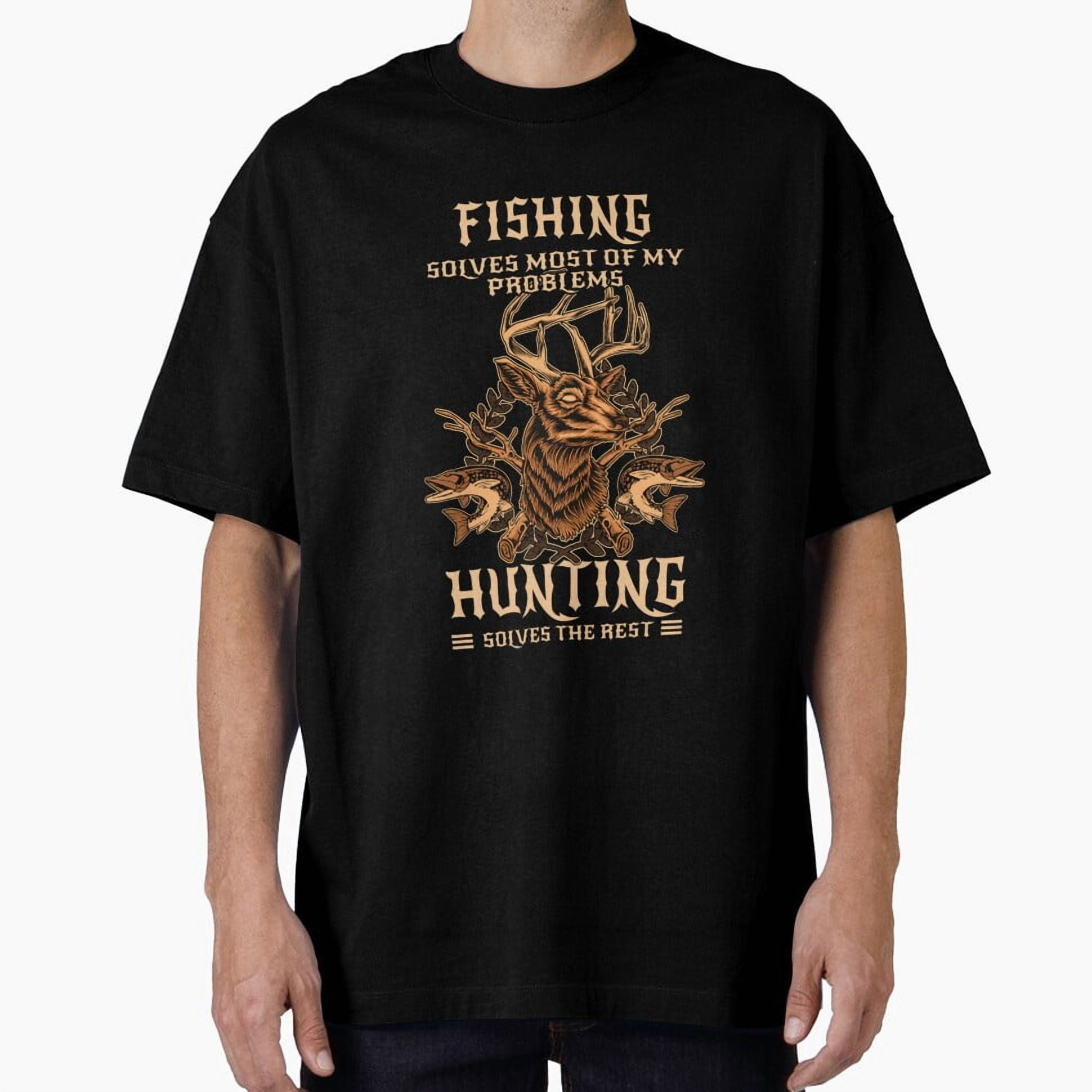Retro Fishing Solves Problems Hunting Solves Rest Humor Outdoors T ...
