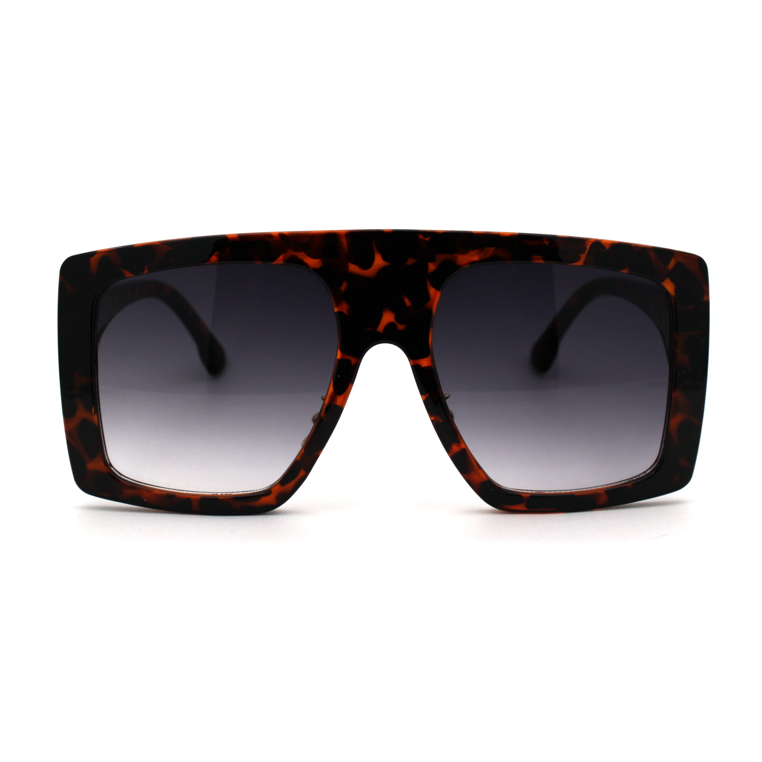 Retro Flat Top Oversize Rectangular Mobster Sunglasses Tortoise Smoke ...