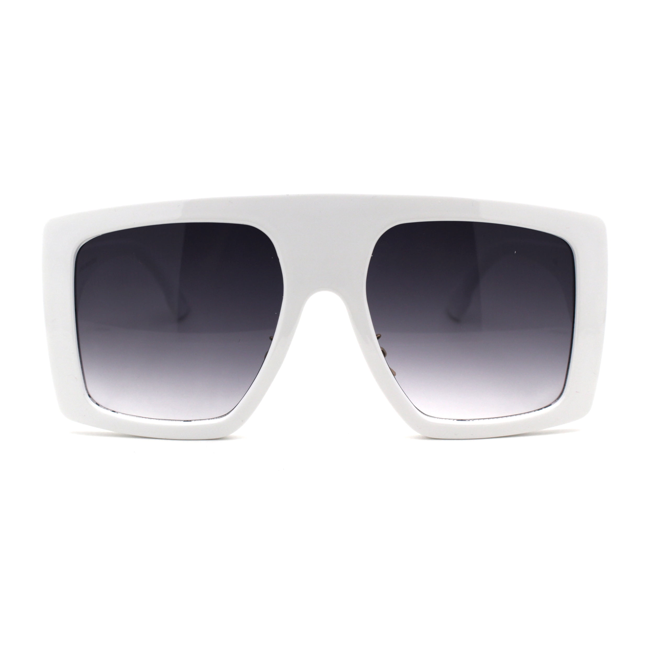 Retro Flat Top Oversize Rectangular Mobster Sunglasses White Smoke ...