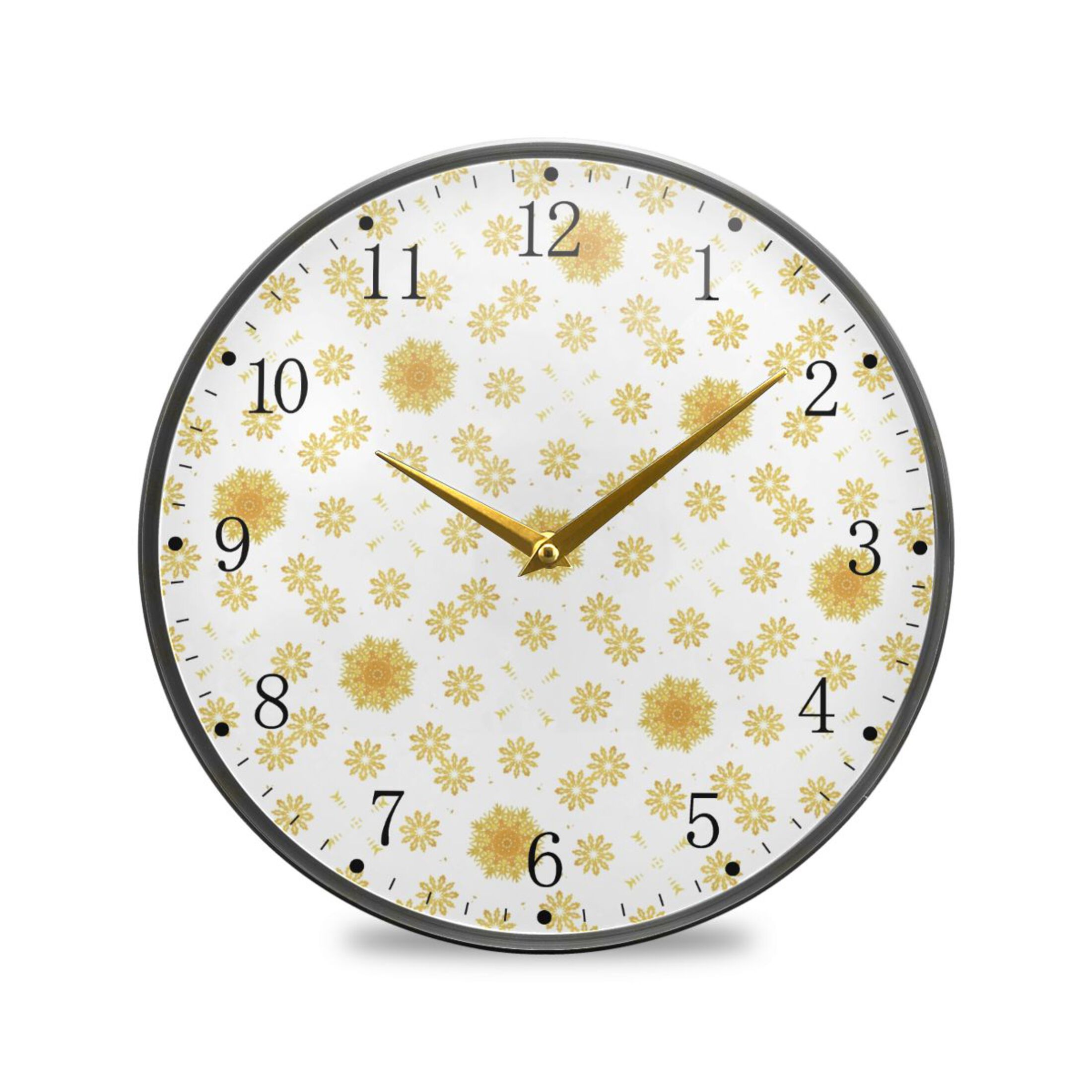 Retro Floral Acrylic Wall Clocks Quiet Round Clock Battery Operated Non ...