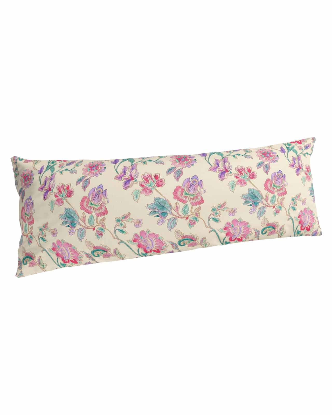 Retro Floral Body Pillow Covers, Farmhouse Botanical Leaves Flowers ...