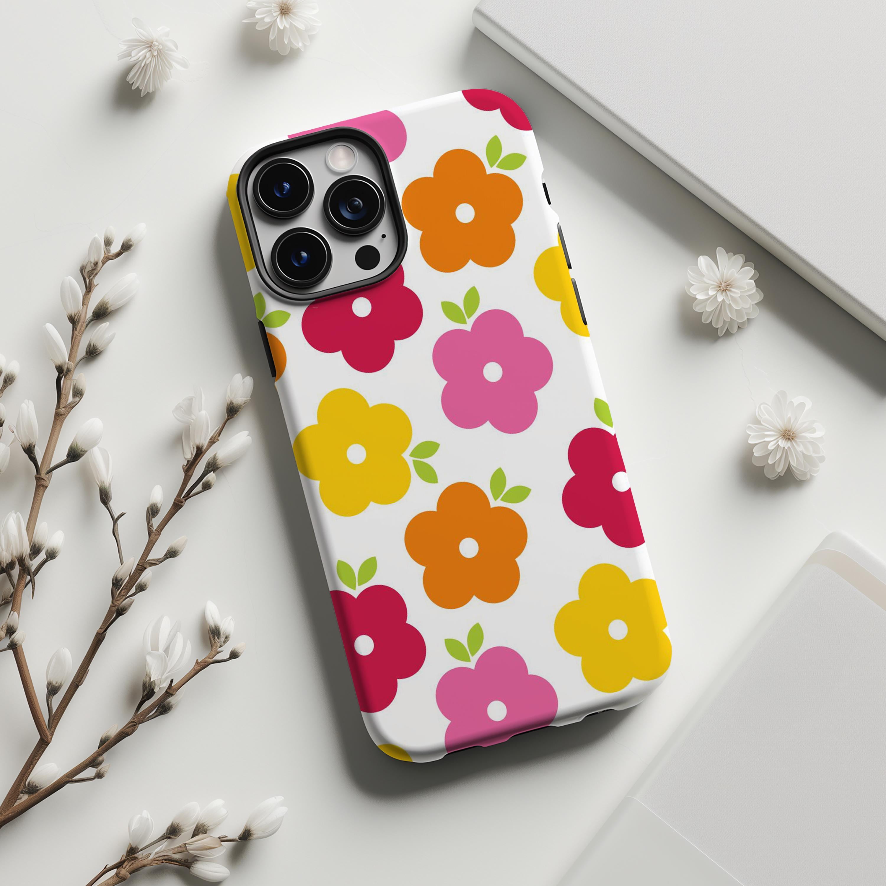 Retro Floral Daisy Phone Case with Y2K Colorful Pastel Style 17 to 11 ...