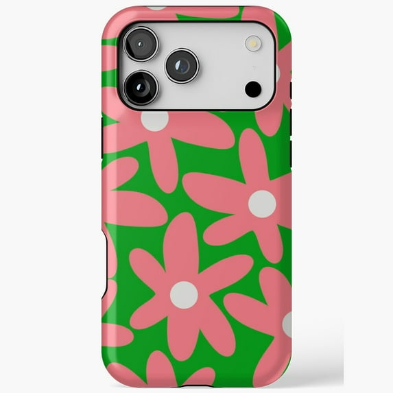 Retro Floral Pattern Pink And Green iPhone Case 17 11 12 13 14 15 16 ...