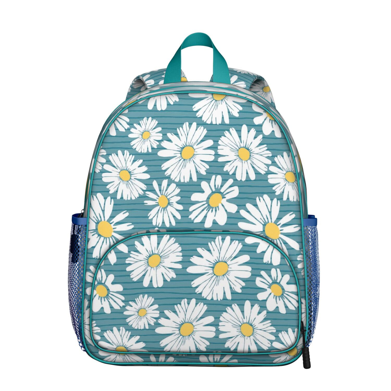 Retro Floral School Backpack - Ergonomic & Durable Daypack with Daisy ...