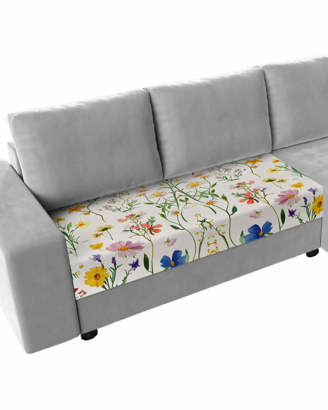Retro Floral Sofa Couch Cushion Covers Washable, Removable Stretchable ...